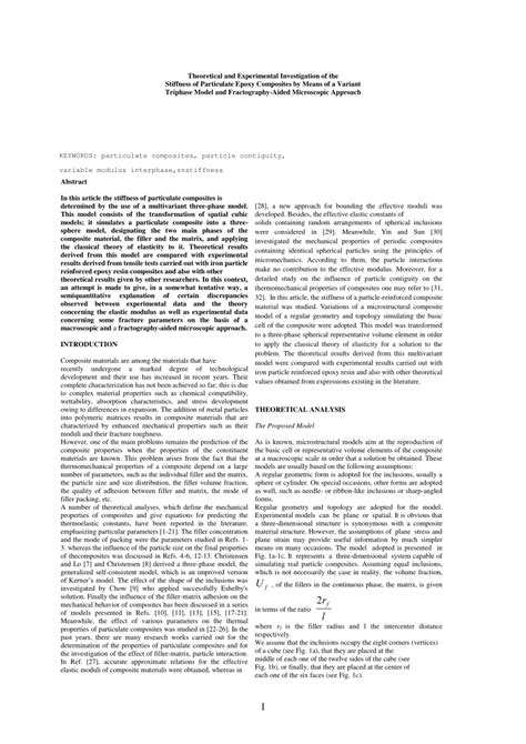 Pdf Theoretical And Experimental Investigation Of The Stiffness And Strength Of Particulate