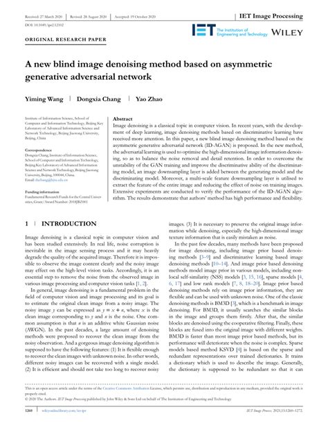 pdf a new blind image denoising method based on asymmetric generative