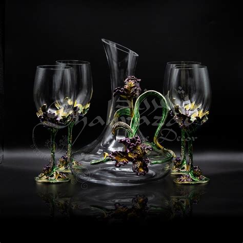 Wine Glass Set Etsy