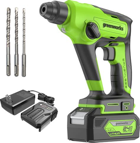 Greenworks 24v Cordless Sds 12j Rotary Hammer Drill Combo
