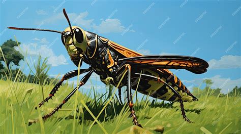 Premium Photo Close Up Of Ground Grasshopper In Clear View On Sunny Day