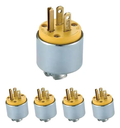 Pack 5 Clavijas Colgante Blindada 2p 3h 15amp Leviton Amarillo Envío