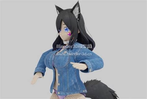 Blender Rig卡通狼妹3d模型素材资源免费下载 Blender3d模型库