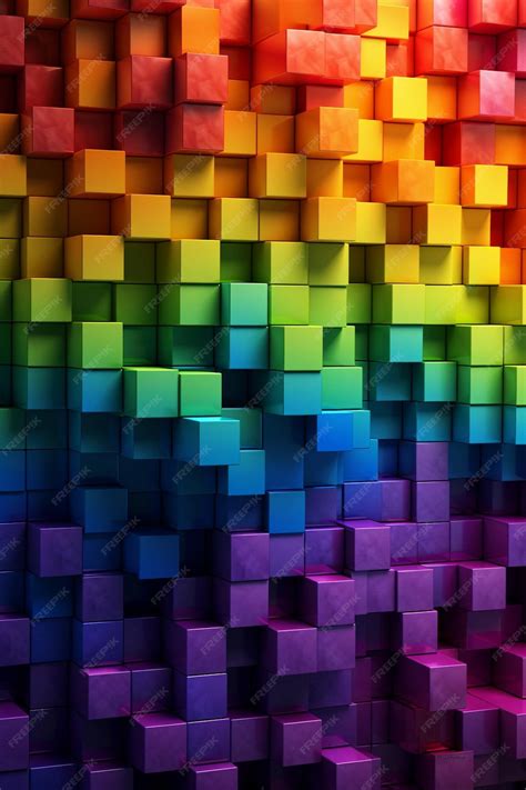 Premium Ai Image A Rainbow Of Cubes In A Rainbow Colored Background