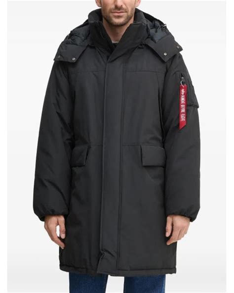 Alpha Industries Padded Hooded Parka In Grey For Men Lyst Uk