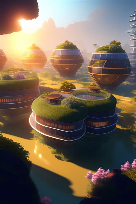 Lexica Realistic Solarpunk Utopian Housing Community Sci Fi Wooden