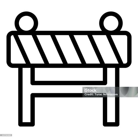 장벽 울타리 라인 아이콘입니다 공사 중 도로 주의 바리케이드 기호 흰색 배경에 윤곽선 스타일 픽토그램 경고 표지판 모바일 개념 웹 디자인입니다 벡터 그래픽 건설 산업에 대한