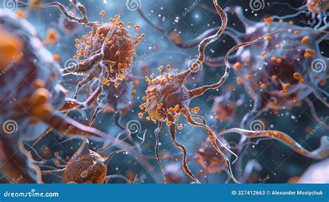 Microscopic View Of Cancer Cells Undergoing Rapid Growth And Replication Stock Illustration