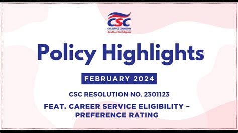 February 2024 Policy Highlight Career Service Eligibility Preference Rating Cse Pr Youtube