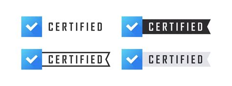 Certified Check Marks Confirmation Badges Verification Checkbox Icons Vector Illustration