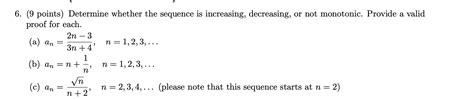 solved 6 9 points determine whether the sequence is