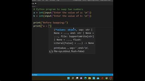 How To Swap Two Numbers In Python Shorts Coding Python Youtube