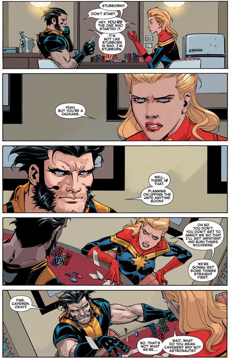 Wolverine And Captain Marvel Having A Debate Comicnewbies