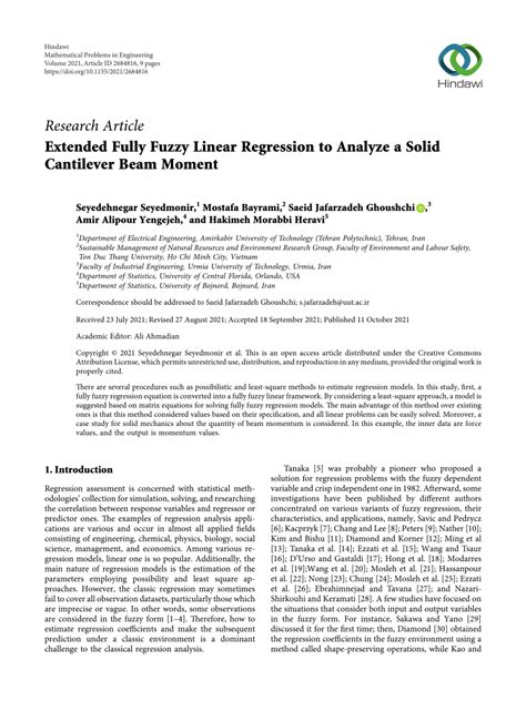 Pdf Extended Fully Fuzzy Linear Regression To Analyze A Solid