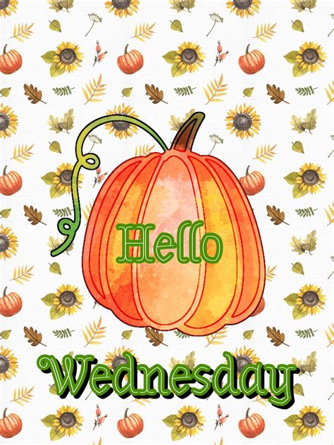 Hello Wednesday Watercolor Pumpkin Greetings