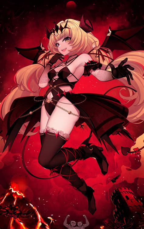 Rule 34 Blonde Hair Boots Demon Demon Girl Different Eye Color Female