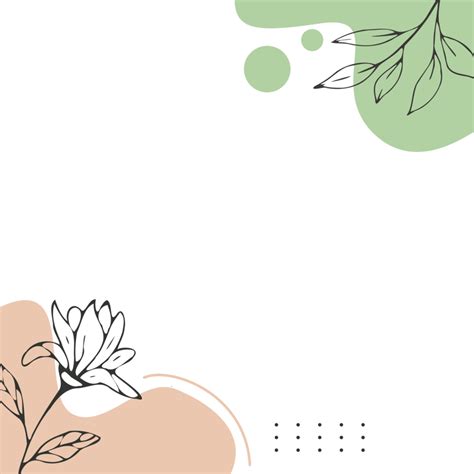 Abstract Aesthetic Shape Corner Border With Hand Drawn Leaf Modern Minimalist Floral Frame