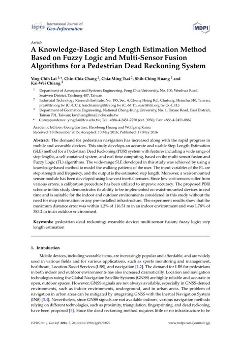 Pdf A Knowledge Based Step Length Estimation Method Based On Fuzzy