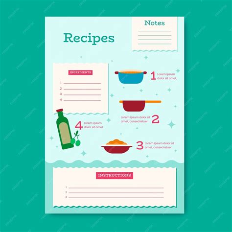 손으로 그린 레시피 템플릿 무료 벡터