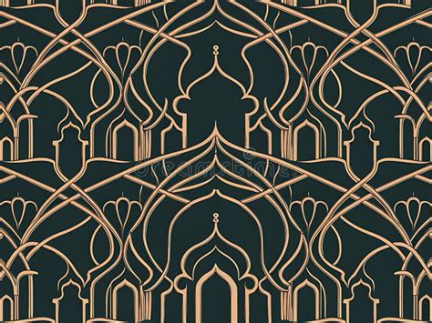 Elegant Mosque Inspired Islamic Pattern With Arch And Dome Shapes Stock Illustration