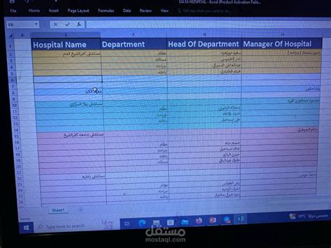 Data Hospital Excel Sheet مستقل