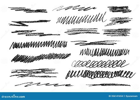 Charcoal Underline Set Pencil Scribble Lines Pack Chalk Doodle Rough Strokes Grunge Uneven
