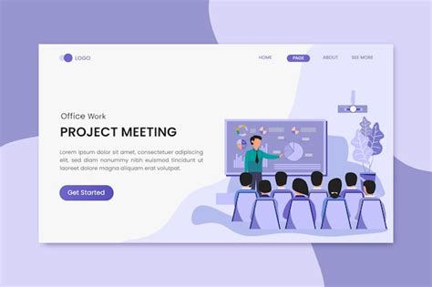Una Página Web Para El Enfoque Del Proyecto En Una Página Que Dice Trabajo Del Proyecto Vector
