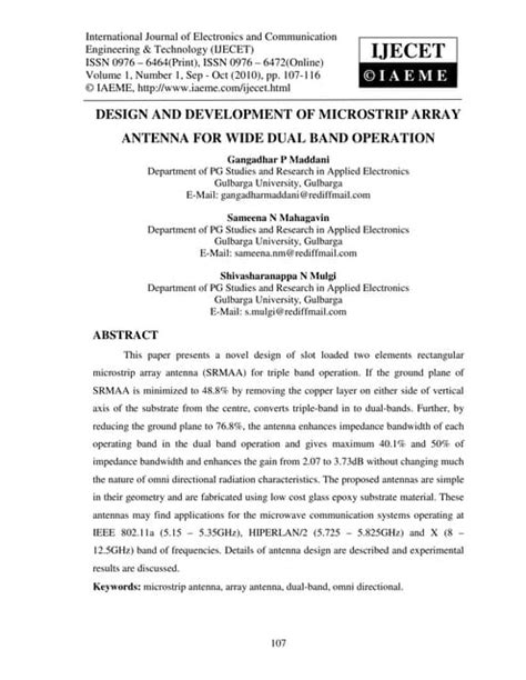 Design And Development Of Microstrip Array Antenna For Wide Dual Band