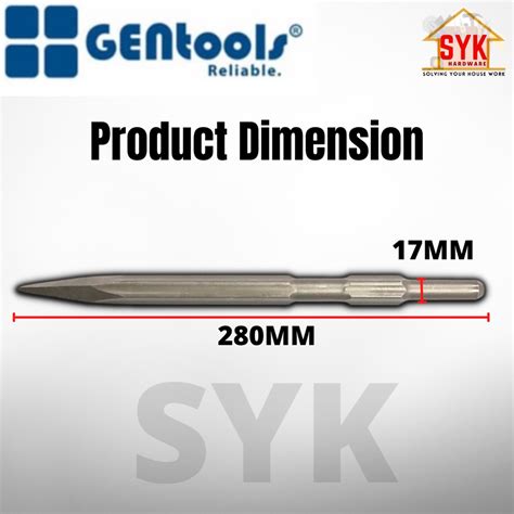 Syk Gentools Gen Bst 280 17mm X 280mm Star Bull Point Chisel Hacking Chiseling Concrete Pahat