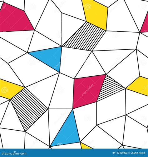 Colorful Geometric Triangle Abstract Polygon Seamless Pattern Isolated Wallpaper Background
