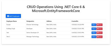 Aspnet Core Mvc Net 6 Crud Operations Using Entityframeworkcore