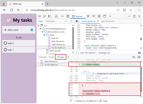 変更ツールを使用してファイルの変更を追跡する microsoft edge developer documentation