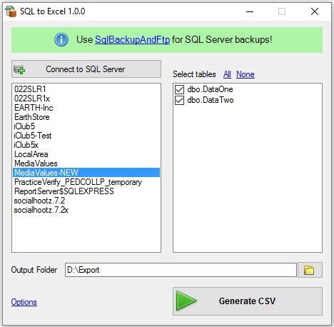 Free SQL To Excel Converter
