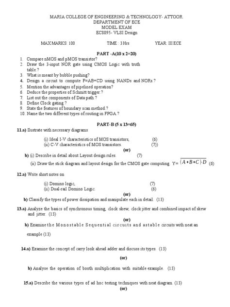 Iii Ece Vlsi Pdf Logic Gate Cmos