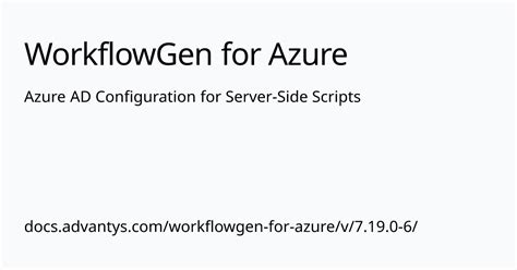 Azure AD Configuration For Server Side Scripts WorkflowGen For Azure