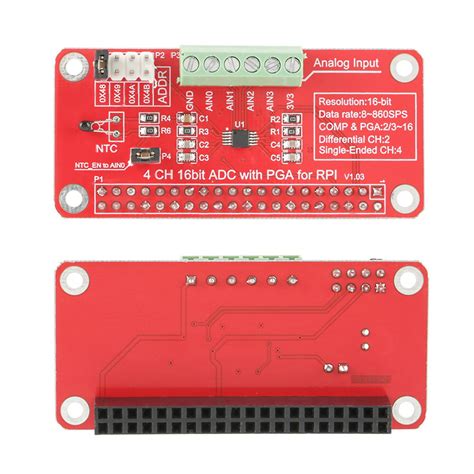 1pc 16‑bit Adc Adc Analog To Digital Converter Module For Raspberry Pi