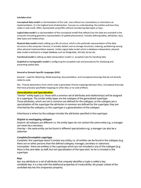 Db Lectures Summary Pdf Data Model Conceptual Model