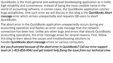 Ppt Easy Troubleshooting Guide To Resolve Quickbooks Abort Message Powerpoint Presentation
