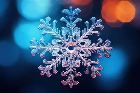 Premium AI Image Extreme Closeup Of A Magical Snowflake Showcasing Its Unique Symmetry