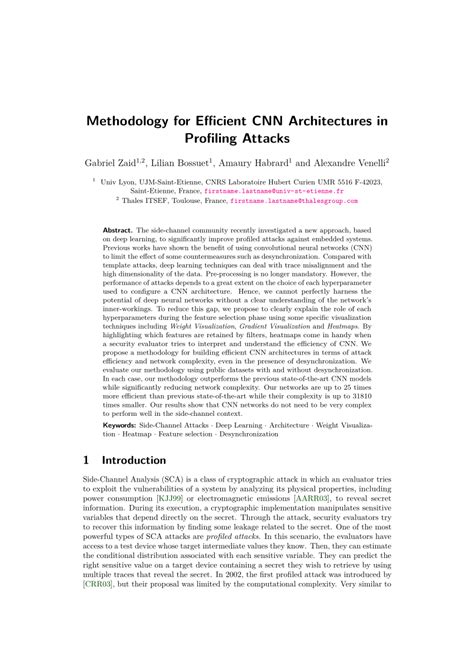 Pdf Methodology For Efficient Cnn Architectures In Profiling Attacks