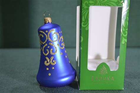 Купить Елочная игрушка из стекла колокольчик Вуаль синий Стекло Клинское объединение
