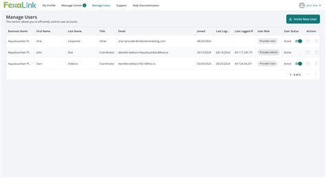 Manage Users Fexa Link