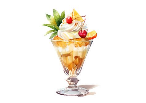 Cream Topped Fruit Cup Clipart Graphic By Ane · Creative Fabrica