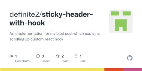 Github Definite2sticky Header With Hook An Implementation For My Blog Post Which Explains