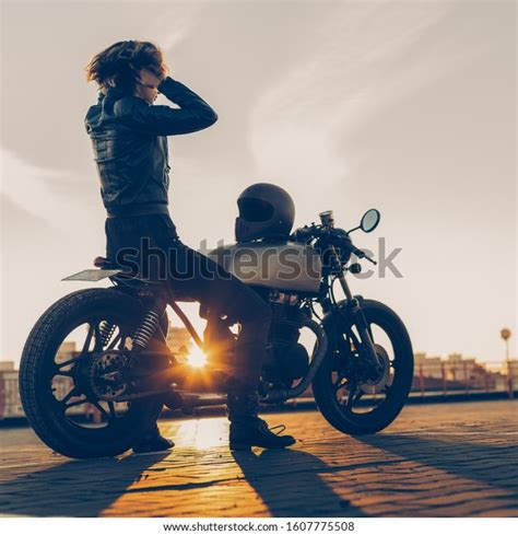 Sexy Biker Woman Black Leather Jacket Stock Photo Shutterstock