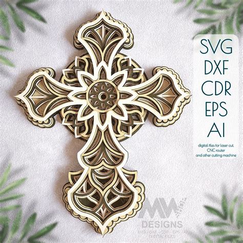 Layered Cross Svg 3d Svg Cross Cricut Cross Svg Files Las Inspire