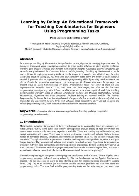 Pdf Learning By Doing An Educational Framework For Teaching