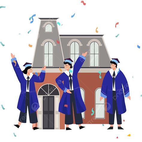 학교 일러스트 교육 축하 졸업생 졸업하다 건물 눈금 Png 일러스트 및 Psd 이미지 무료 다운로드 Pngtree