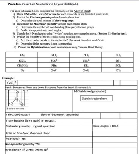 Solved Procedure Your Lab Notebook Will Be Your Sketchpad