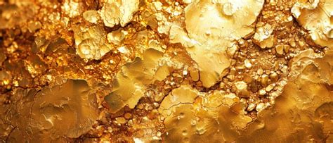 Raw Gold Stone Texture Surface Material Closeup With Beautiful Sparkling Shiny Bokeh Light Wide